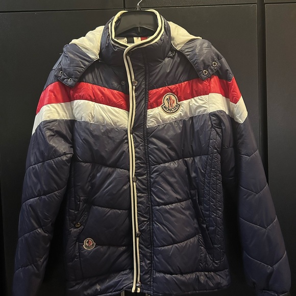 Moncler | Jackets & Coats | Moncler Navy And Red Quilted Jacket | Poshmark